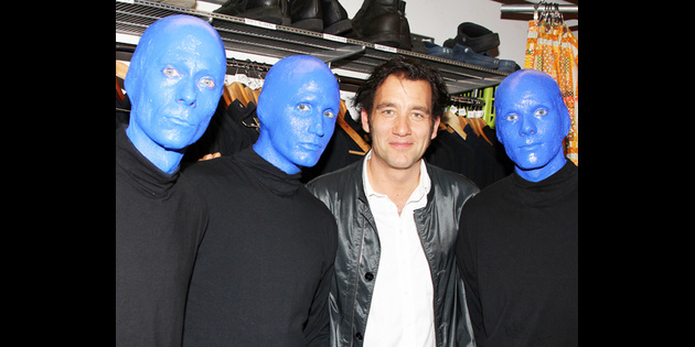 Film Favorite Clive Owen Pals Around With the Stars of Blue Man Group ...