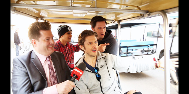 Exclusive! Aaron Tveit, Andrew Call & Jordan Fisher Take Us on a Grease ...